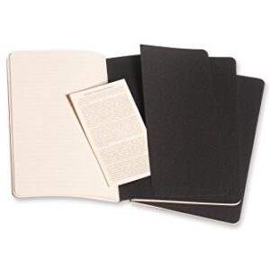 Moleskine Cahier Journal, Soft Cover, Large (5" x 8.25") Ruled/Lined, Black, 80 Pages (Set of 3)