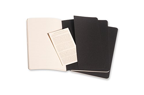 Moleskine Cahier Journal, Soft Cover, Large (5" x 8.25") Ruled/Lined, Black, 80 Pages (Set of 3)