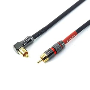 WJSTN-055 90 Degree Right Angle RCA Subwoofer Cable Audio Cable RCA Male to Male Audio Video Cord for Subwoofer, HDTV, Amplifiers,Home Theater,Hi-Fi Systems,Subwoofe 2 Pack (2FT)