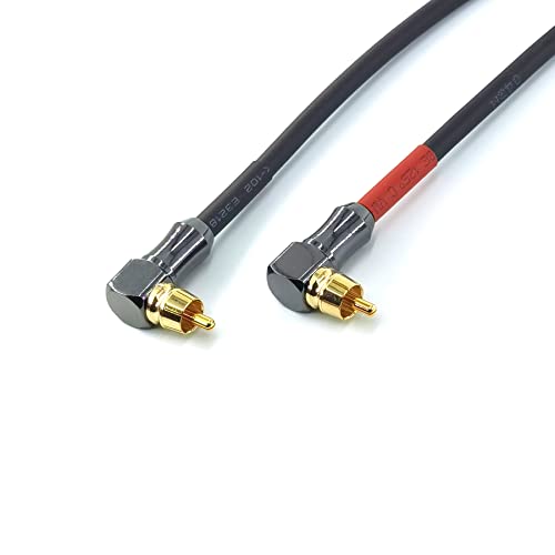 WJSTN-055 90 Degree Right Angle RCA Subwoofer Cable Audio Cable RCA Male to Male Audio Video Cord for Subwoofer, HDTV, Amplifiers,Home Theater,Hi-Fi Systems,Subwoofe 2 Pack (2FT)