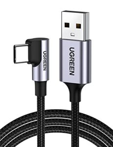 ugreen usb c cable right angle 90 degree fast charging cable usb a to type c cable compatible with galaxy s10/ s10+/ note 20, lg v50/v60, ipad mini 6 air 5, gopro hero 8, etc.3.3ft