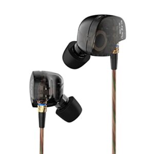 KZ FBA_4330330199 Beteran ATE -ATE Dynamic Balanced Armature IEMS In Ear HIFI Monitors DJ Studio Stereo Music Earphones Headphone Earbuds For Mobile Phone iPhone Samsung MP3 MP4 Music Player no Mic (Balck)