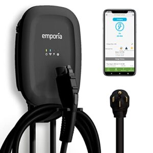 emporia level 2 electric vehicle (ev) charger 48 amp / 11.5kw / 240v | wifi enabled evse | ul listed/energy star | nema 14-50 plug or hardwired | indoor/outdoor | 24-foot cable