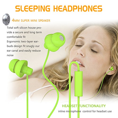 MAXROCK MINi5 Comfort-fit Headphones with Mic Wired Cellphone Earbuds with 3.5mm Jack (Green)