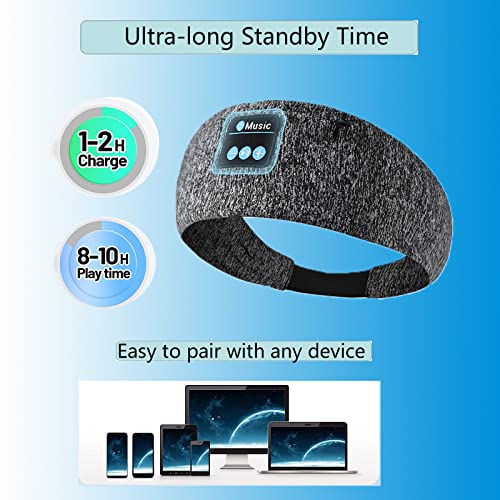 Sleep Headphones Bluetooth Headband, Adeleloth Adjustable Soft Sleep Headphones Headband,Long Time Play Headphone Band with Built in Speakers Perfect for Sleep,Workout,Running,Yoga,Travel