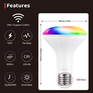 OREiN Smart Flood Light Bulbs, Music Sync RGBTW LED Color Changing Light Bulb, 65W Equivalent BR30 WiFi LED Light Bulbs, WiFi Smart Bulbs That Work with Alexa/Google Home/Siri, 650LM CRI>90 4 Pack