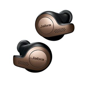 jabra elite 65t alexa enabled true wireless earbuds charging case – copper black (renewed)