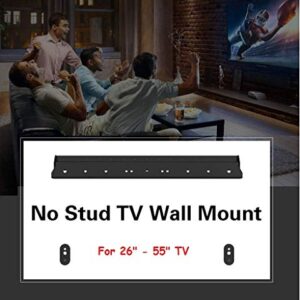 Mount Plus MP-NS400 No Stud Tilt TV Wall Mount | Quick Studless Install with No Drill | Low Profile for 22" to 55" TVs Up to 70LBS | Steel Frame Securely Anchors TV to Dry Wall (1 Pack)