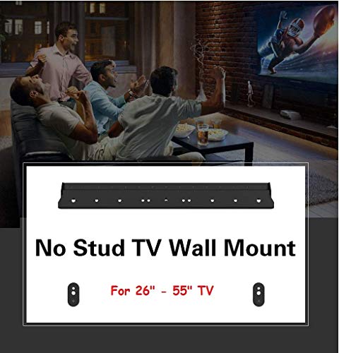 Mount Plus MP-NS400 No Stud Tilt TV Wall Mount | Quick Studless Install with No Drill | Low Profile for 22" to 55" TVs Up to 70LBS | Steel Frame Securely Anchors TV to Dry Wall (1 Pack)