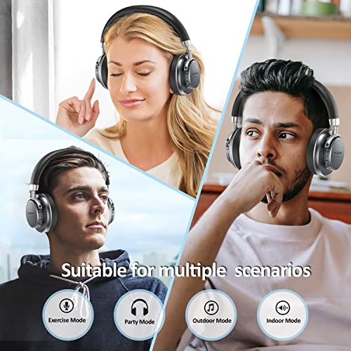 Wireless Headphones with Built-in Mic for Call, Bluetooth Over Ear Headphone with 35H Playtime, Foldable, Rechargeable, Active Noise Cancelling, HI-FI Stereo Wired Headset for Phone PC Computer Laptop