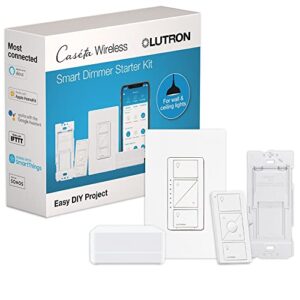 lutron caséta wireless smart lighting dimmer switch starter kit with caséta smart hub and pico bracket | works with alexa, google assistant, ring, apple homekit | p-bdg-pkg1w-a