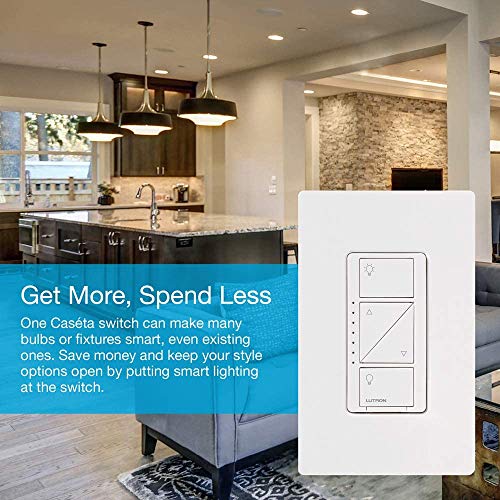 Lutron Caséta Wireless Smart Lighting Dimmer Switch Starter Kit with Caséta Smart Hub and Pico Bracket | Works with Alexa, Google Assistant, Ring, Apple HomeKit | P-BDG-PKG1W-A