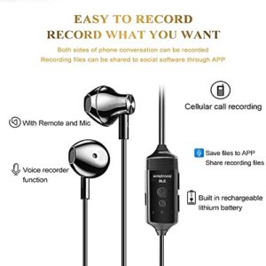 Waytronic Phone Call Recorder Earphone only Suitable for Phone Headset Voice Record Mobile Phone Call Skype Facebook Whatsapp Video Audio Record (with Connector)