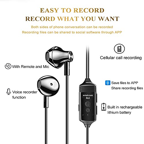 Waytronic Phone Call Recorder Earphone only Suitable for Phone Headset Voice Record Mobile Phone Call Skype Facebook Whatsapp Video Audio Record (with Connector)