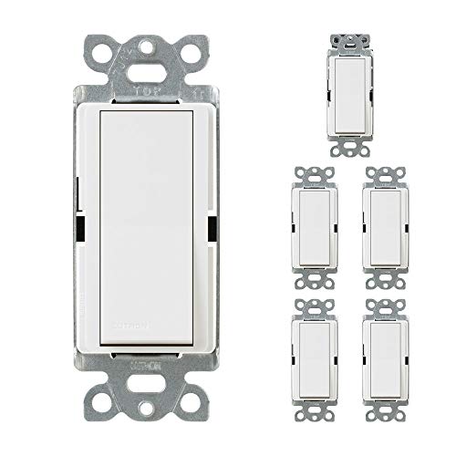 Lutron MAIN-66600 White Claro On/Off Switch (6 Pack) | 15-Amp, Single-Pole | CA-1PS-WH, 6 Count