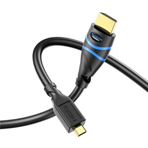 bluerigger micro hdmi to hdmi cable (15 ft, 4k 60hz, hdr, high speed, ethernet) – compatible with gopro hero 7/6/5/4, raspberry pi 4, sony a6000/a6300 camera, nikon b500, lenovo yoga 3 pro, yoga 710