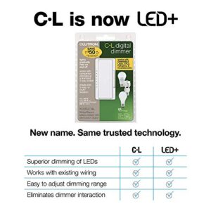 Lutron Maestro LED+ Dimmer for Dimmable LED, Halogen and Incandesent Bulbs | Single-Pole or Multi-Location | MACL-153M-WH | White