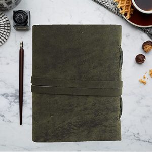 TUZECH Vintage Leather Journal Writing Notebook Handmade Leather Bound journal with deckle edge paper For Men And Women Gift For Art Sketchbook, Travel Diary And Notebooks To Write (Green)