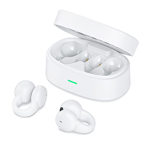 Ear-Clip Bone Conduction Headphones Bluetooth 5.3, Painless Wireless Open Ear Clip on Headphone,Waterproof Mini Sport Running Earring Earphone, Noise Cancelling/HiFi Quality/Long Battery Life