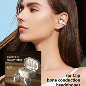 Ear-Clip Bone Conduction Headphones Bluetooth 5.3, Painless Wireless Open Ear Clip on Headphone,Waterproof Mini Sport Running Earring Earphone, Noise Cancelling/HiFi Quality/Long Battery Life