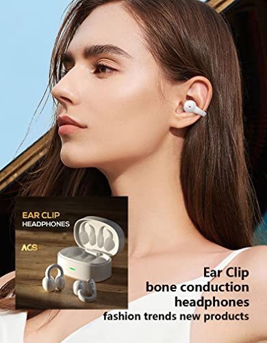 Ear-Clip Bone Conduction Headphones Bluetooth 5.3, Painless Wireless Open Ear Clip on Headphone,Waterproof Mini Sport Running Earring Earphone, Noise Cancelling/HiFi Quality/Long Battery Life