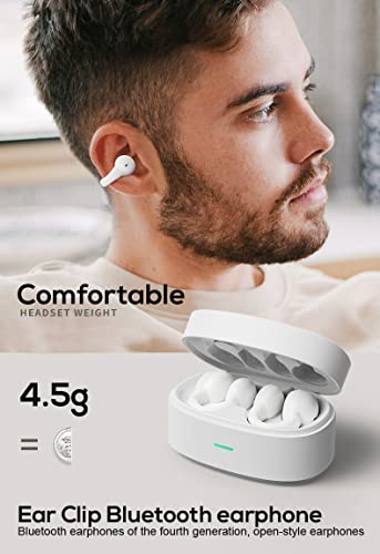 Ear-Clip Bone Conduction Headphones Bluetooth 5.3, Painless Wireless Open Ear Clip on Headphone,Waterproof Mini Sport Running Earring Earphone, Noise Cancelling/HiFi Quality/Long Battery Life