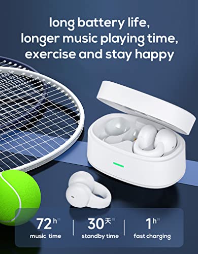 Ear-Clip Bone Conduction Headphones Bluetooth 5.3, Painless Wireless Open Ear Clip on Headphone,Waterproof Mini Sport Running Earring Earphone, Noise Cancelling/HiFi Quality/Long Battery Life