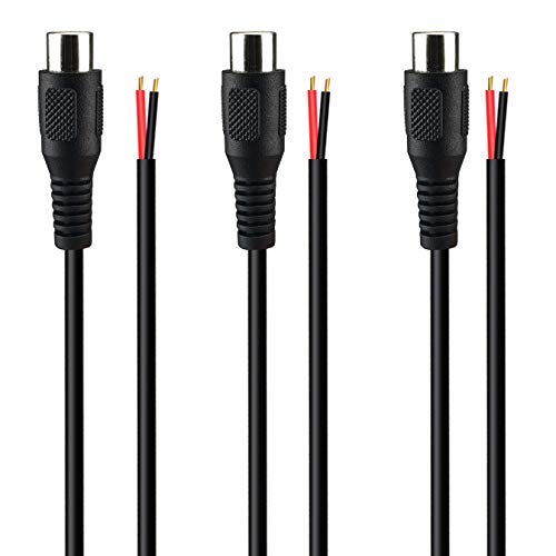 SIOCEN (3 Pack) Replacement RCA Female Jack Plug Connector Adapter to Bare Wire Open End Audio Video RCA Cable for Repair