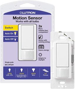 lutron maestro motion sensor switch | no neutral required, 150w led, single pole | ms-ops2-wh, white