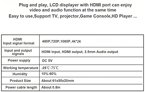 JOULIN HDMI Audio Extractor Splitter Hdmi to Hdmi 3.5mm Audio 4K*2K@30HZ 3D Adapter with AUX Stereo Audio Separate Output 1080P Compatable for TV, PC,Sound System, Xbox,Switch,PS3, PS4,PS5