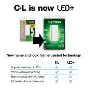 Lutron Maestro LED+ Digital Dimmer Kit for Dimmable LED, Halogen and Incandesent Bulbs | 150-Watt, Multi-Location | MACL-153M-RHW-WH | White