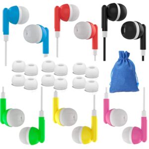 kolodosa ear buds kids school – 7 pack classroom wired headphones set learning kids earphones student chromebook earbuds bulk for laptop audifonos iphone galaxy gym computer pl 3.5 jack