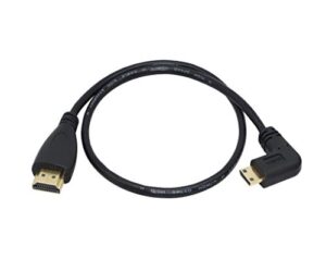 cerrxian 50cm 19.6inch high speed gold plated mini hdmi left angle male to hdmi male cable (black) l