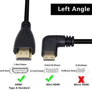 CERRXIAN 50cm 19.6inch High Speed Gold Plated Mini HDMI Left Angle Male to HDMI Male Cable (Black) L