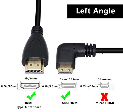 CERRXIAN 50cm 19.6inch High Speed Gold Plated Mini HDMI Left Angle Male to HDMI Male Cable (Black) L