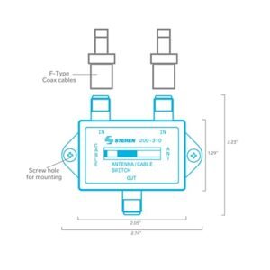 STEREN Coaxial Cable Splitter - Coax A B Switch - Coax Splitter 2 Way Two Way Splitter - A B Switch - 2 Way Coaxial Cable Splitter - Coax Cable Splitter - 2 Way A/B Slide Switch - 1 Pack 200-310