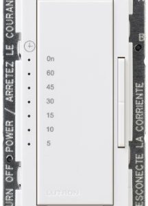 Lutron Maestro Countdown Timer Switch for Halogen and Incandescent Bulbs, 5-Amp Light/3-Amp Fan, Single-Pole or Multi-Location, MA-T51MN-WH, White