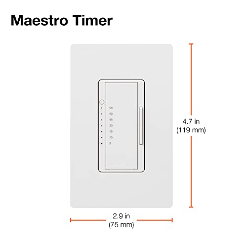 Lutron Maestro Countdown Timer Switch for Halogen and Incandescent Bulbs, 5-Amp Light/3-Amp Fan, Single-Pole or Multi-Location, MA-T51MN-WH, White