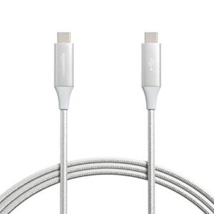 amazon basics aluminum braided 100w usb-c to usb-c 3.1 gen 1 cable with power delivery – 6-foot, silver