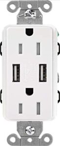 lutron claro 15 amp usb duplex outlet | car-15-ubtr-wh | white