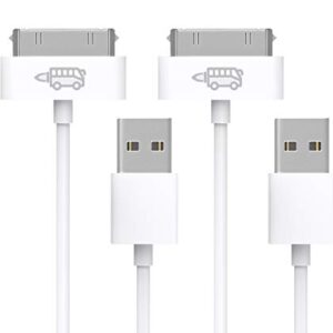 2-Pack RocketBus USB Sync Charging Charger Data Transfer Cable Cord for Use to Work with Charge Old Models Apple iPhone 3 3G 3GS 4 4S iPod 4G 4th Gen Older iPad 1st 2nd 3rd Generations