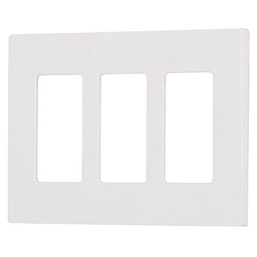 Lutron Claro 3 Gang Decorator/Rocker Wallplate, Gloss, White (1-Pack) | CW-3-WH