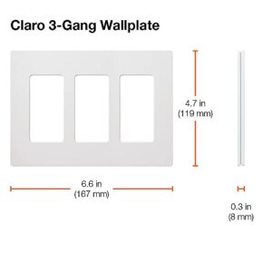 Lutron Claro 3 Gang Decorator/Rocker Wallplate, Gloss, White (1-Pack) | CW-3-WH