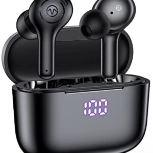 Wireless Earbuds Bluetooth Headphones 5.3 with 4-Mics Clear Call 50H Playback Waterproof Stereo Earphones with Wireless Charging Case LED Power Display in-Ear Headset for Workout/Home/Office Black