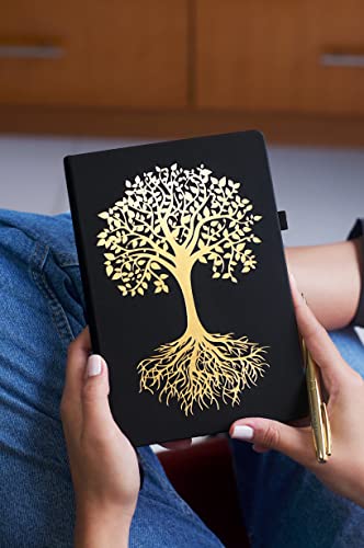 Veway Tree of Life Journal for Women & Men - Fancy Journal for Writing - Vegan Leather Writing Journal with Pen - A5 Hardcover Luxury Journal Notebook Gift Set