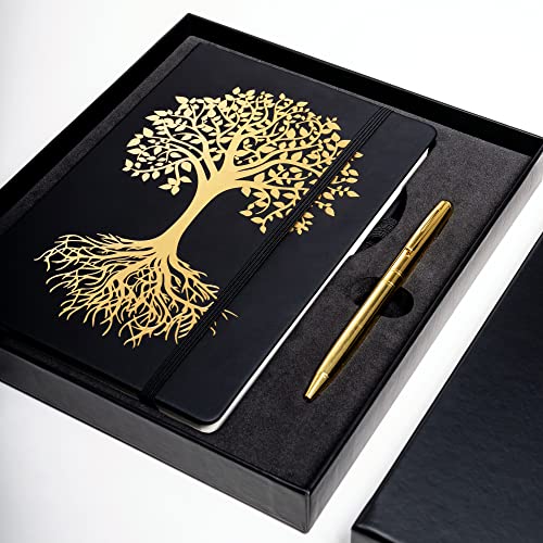 Veway Tree of Life Journal for Women & Men - Fancy Journal for Writing - Vegan Leather Writing Journal with Pen - A5 Hardcover Luxury Journal Notebook Gift Set