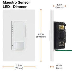 Lutron Maestro LED+ Motion Sensor Dimmer Switch | No Neutral Required | MSCL-OP153M-WH | White