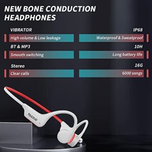 ReeRay Bone Conduction Headphones Wireless, R6 Open-Ear Sports Bluetooth5.3 Headset with Mic,Bone Conduction MP3 Player Built-in 16G Memory for Running Cycling Work Out