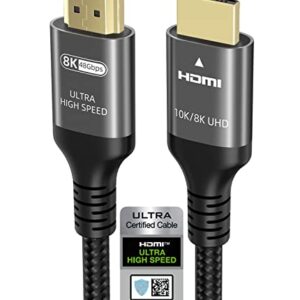 10k 8k 4k HDMI 2.1 Cable 1.5 FT, Certified 48Gbps 1ms Ultra High Speed HDMI Cable 4k 120Hz 144Hz 10k 8k 60Hz 12bit DTS:X Dolby Atmos HDR10+ ARC eARC Compatible for Gaming PC Soundbar RTX3080 PS5 Xbox