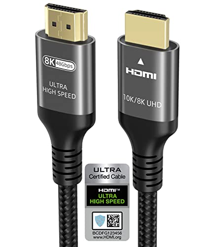 10k 8k 4k HDMI 2.1 Cable 1.5 FT, Certified 48Gbps 1ms Ultra High Speed HDMI Cable 4k 120Hz 144Hz 10k 8k 60Hz 12bit DTS:X Dolby Atmos HDR10+ ARC eARC Compatible for Gaming PC Soundbar RTX3080 PS5 Xbox